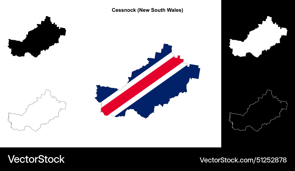 Cessnock outline map Royalty Free Vector Image