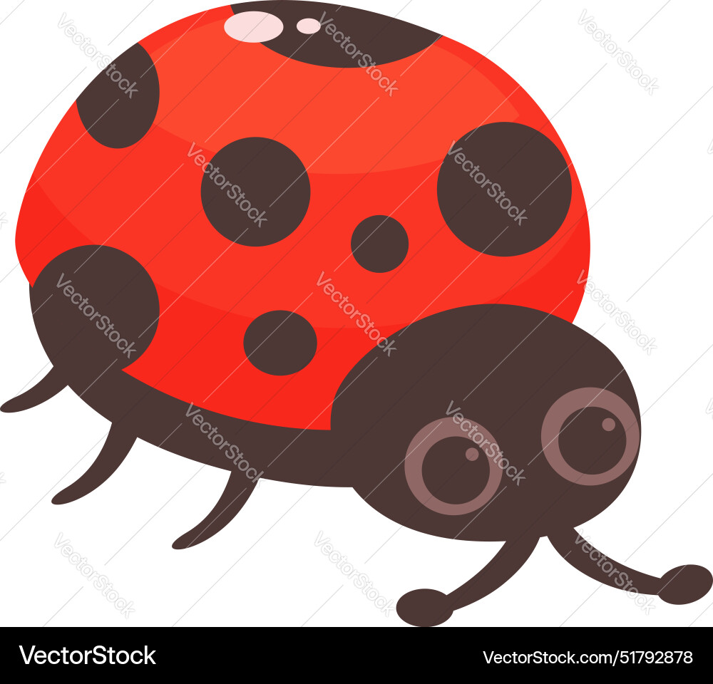 Cute ladybug crawling with big eyes and red shell Vector Image