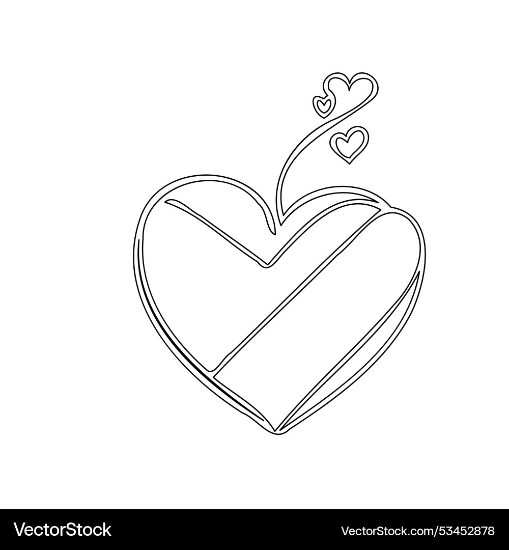 Heart shaped cake outline sketch Royalty Free Vector Image