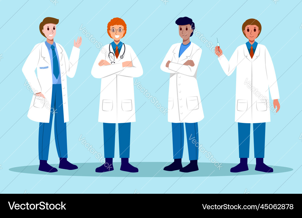 Male physician cartoon characters design Vector Image