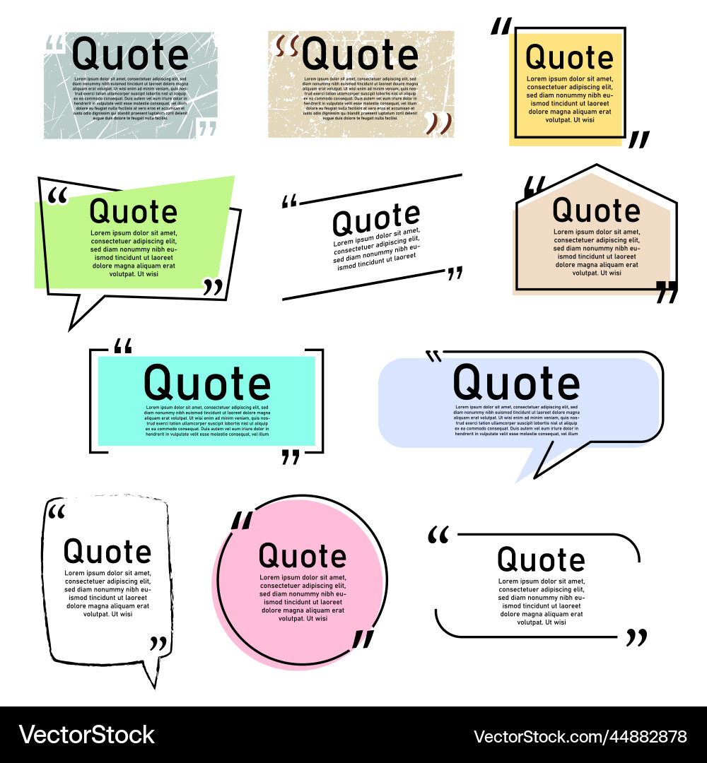 Quote speech bubble template set Royalty Free Vector Image