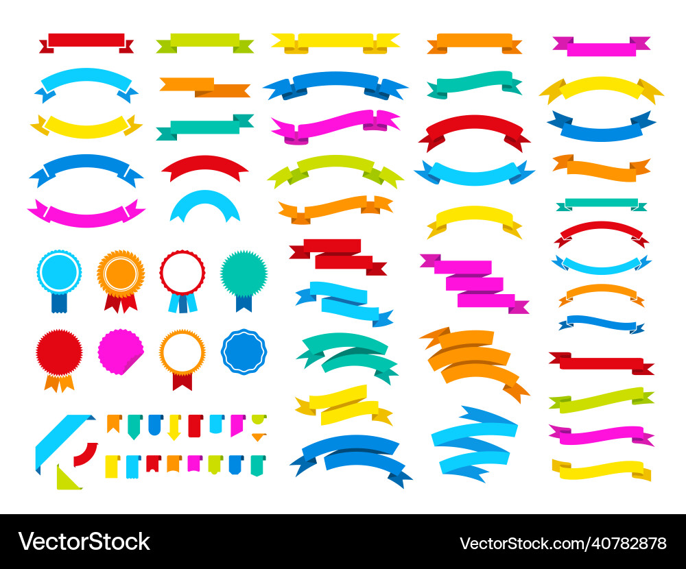 Ribbons set ribbon banner tag badges logo Vector Image
