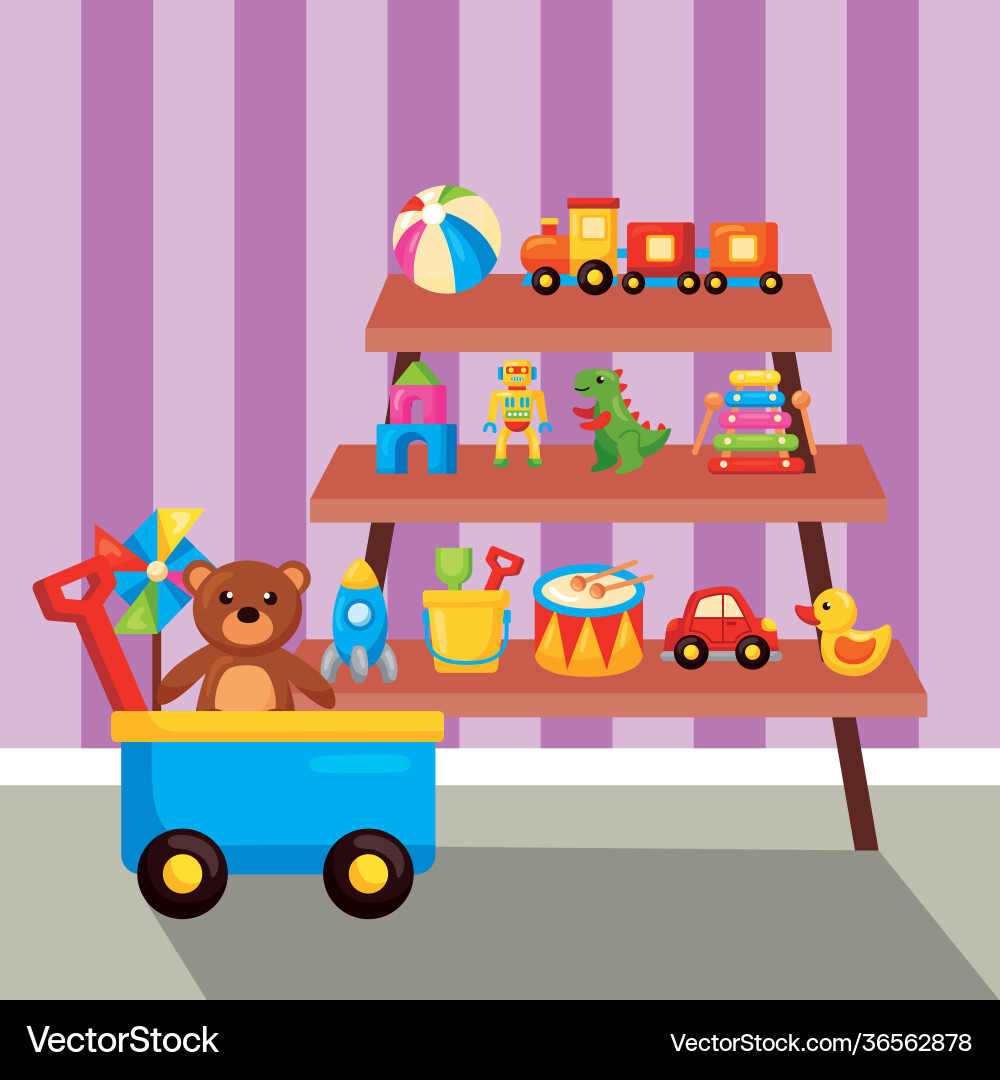 Shelf and toys Royalty Free Vector Image - VectorStock