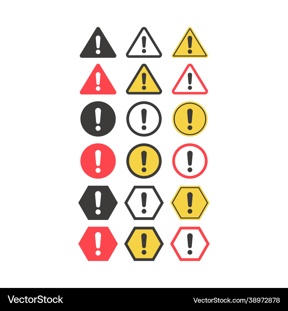 Warning sign with exclamation mark Royalty Free Vector Image
