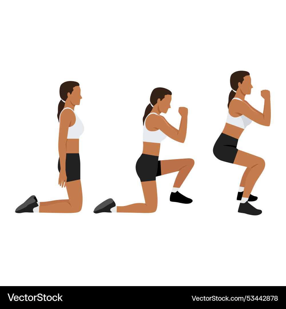 Young woman doing knee to squat Royalty Free Vector Image