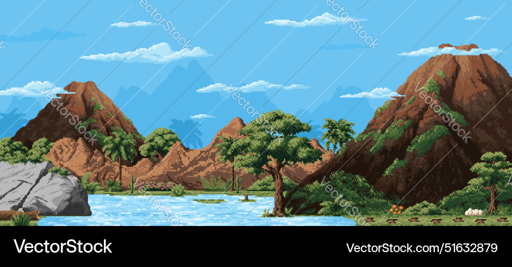 Landscapes Pixel Art 8bit Pixel Game Mountains And Hills Landscape