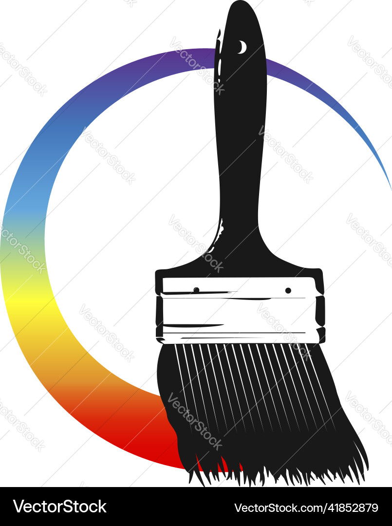 Brush for painter with colored paint symbol Vector Image