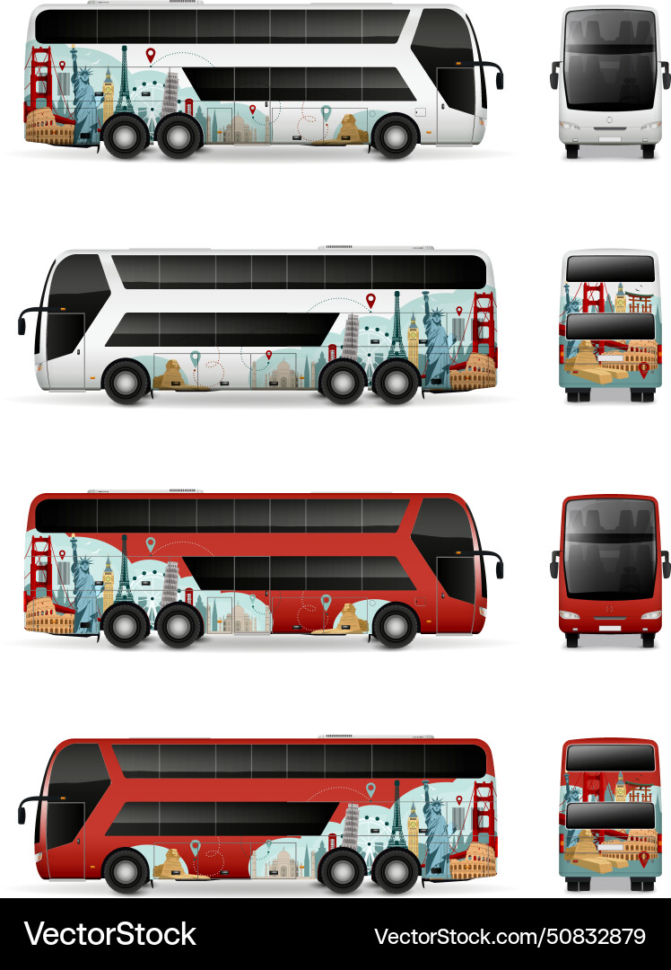 Bus realistic set Royalty Free Vector Image - VectorStock