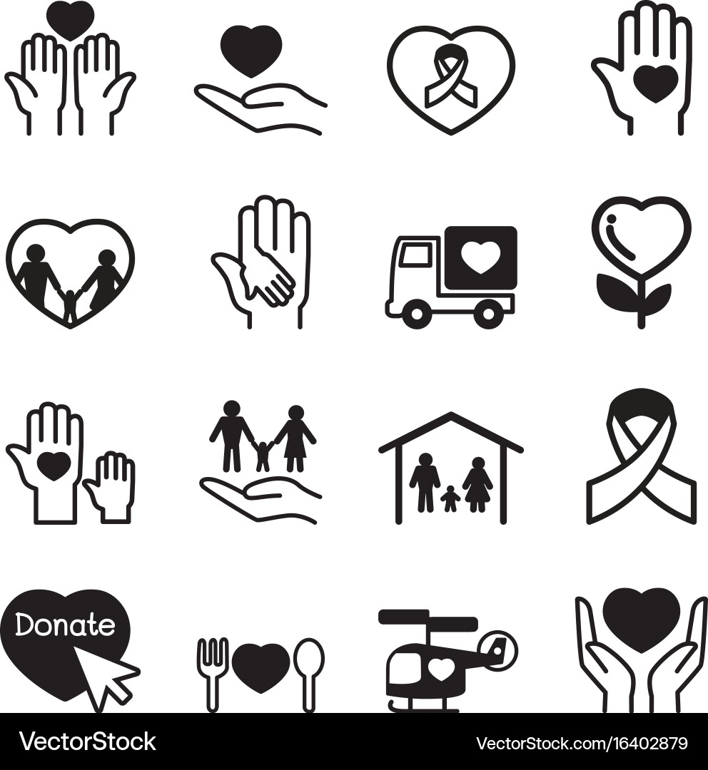 Charity icons set Royalty Free Vector Image - VectorStock