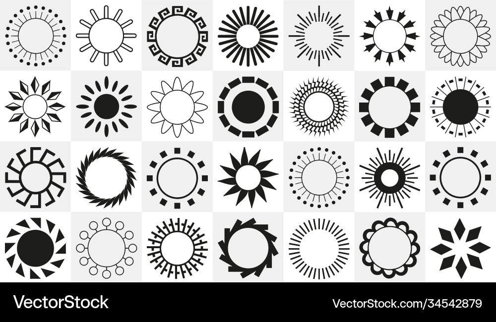 Collection abstraction different black sun Vector Image