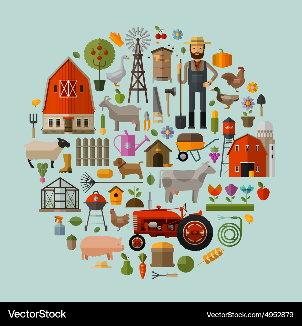 Farm Elements Collection Royalty Free Vector Image