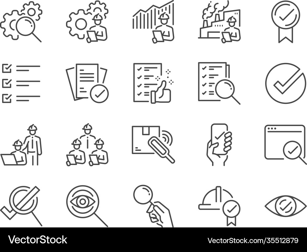 Inspection line icon set Royalty Free Vector Image