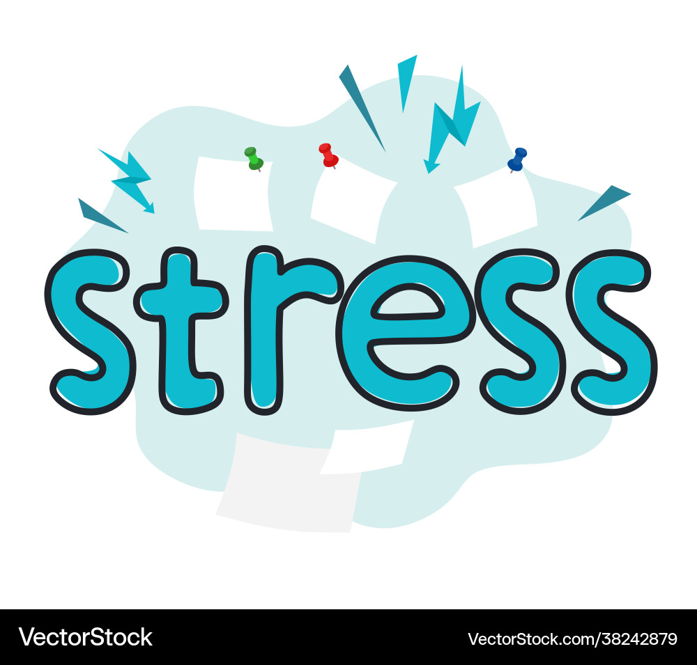 Lettering word stress on a blue Royalty Free Vector Image