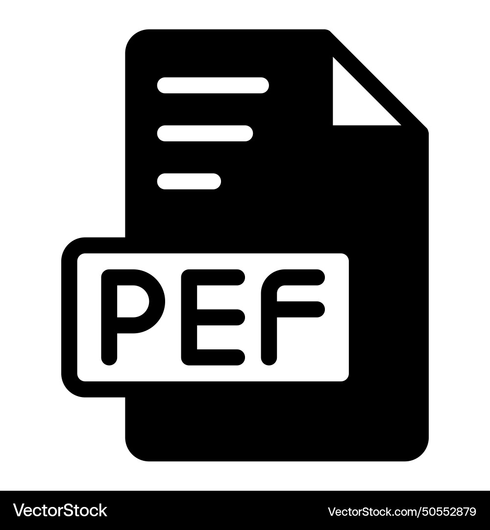 Pef icon glyph design image extension format file Vector Image