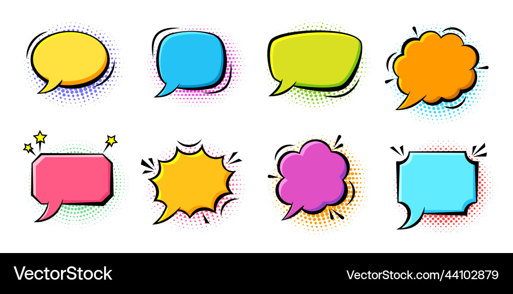 Speech bubble comic pop art halftone say text box Vector Image