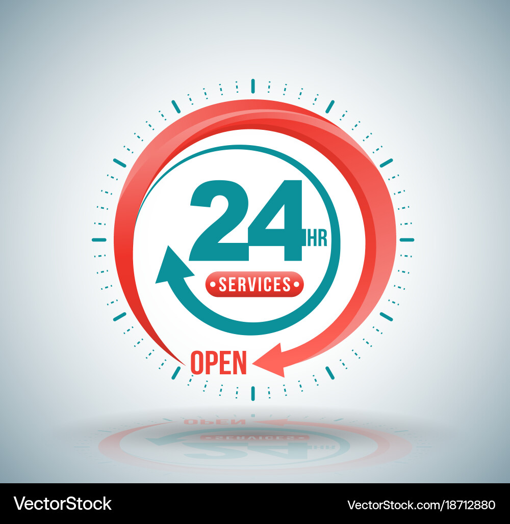 24 hours services banner Royalty Free Vector Image