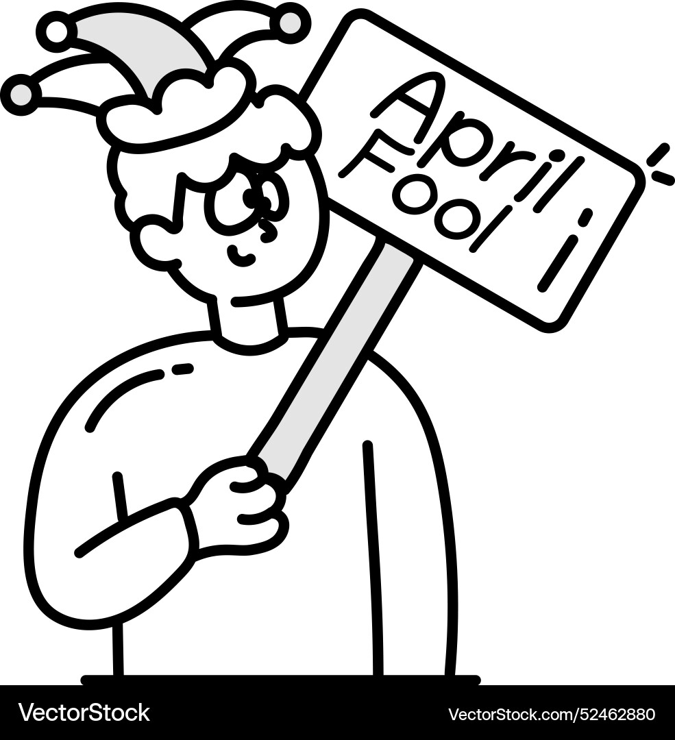 Basic rgbperson holding april fool board doodle i Vector Image
