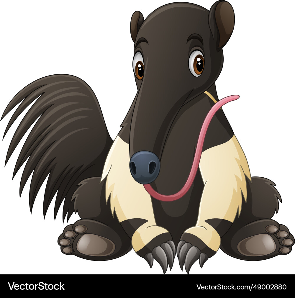 Cartoon anteater on white background Royalty Free Vector
