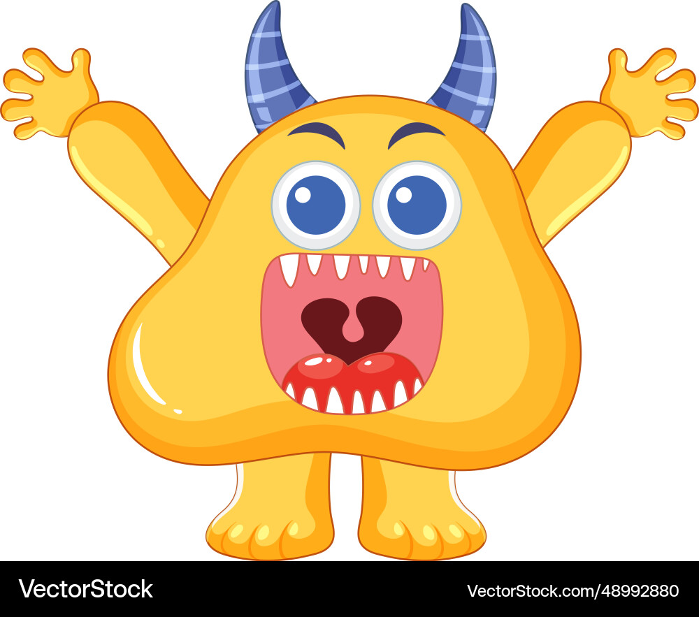 Cheerful yellow monster cartoon character Vector Image