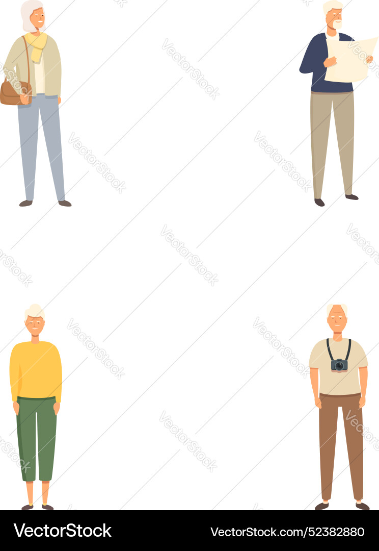 Diverse set of senior adults Royalty Free Vector Image