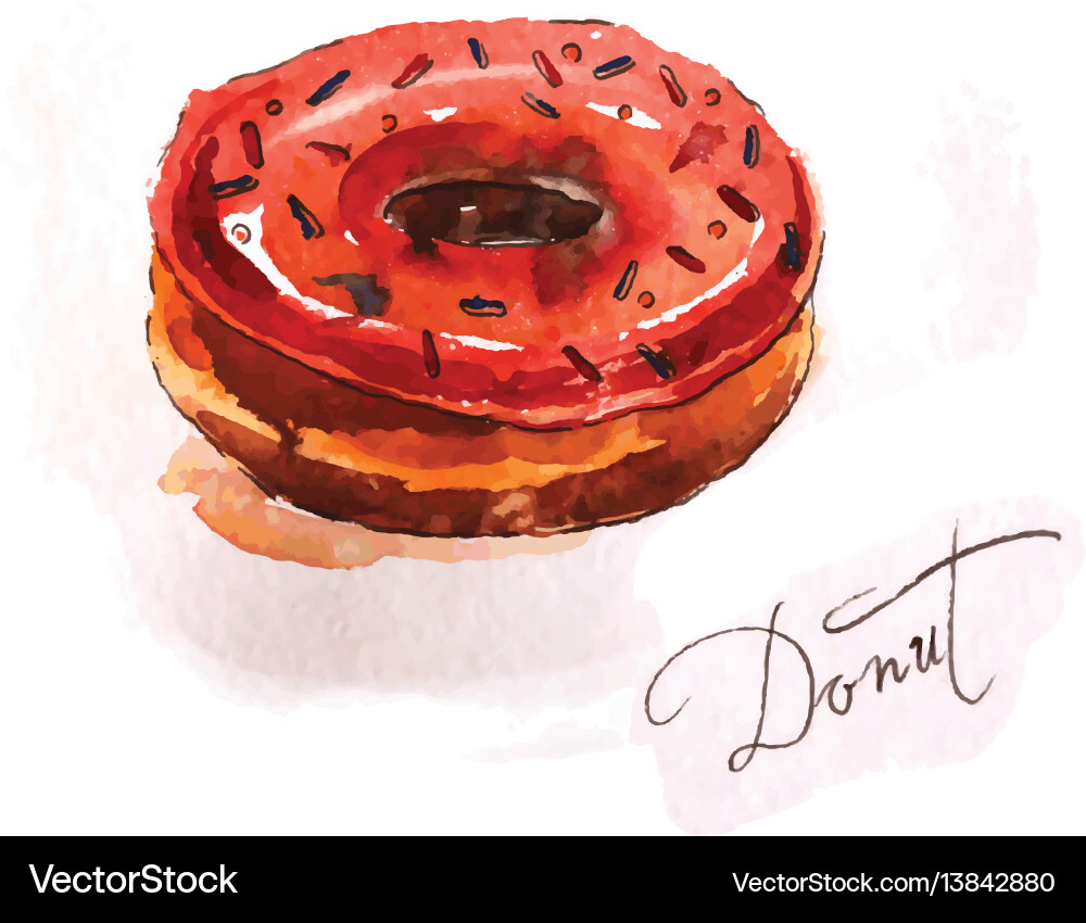 Donut of red color Royalty Free Vector Image - VectorStock