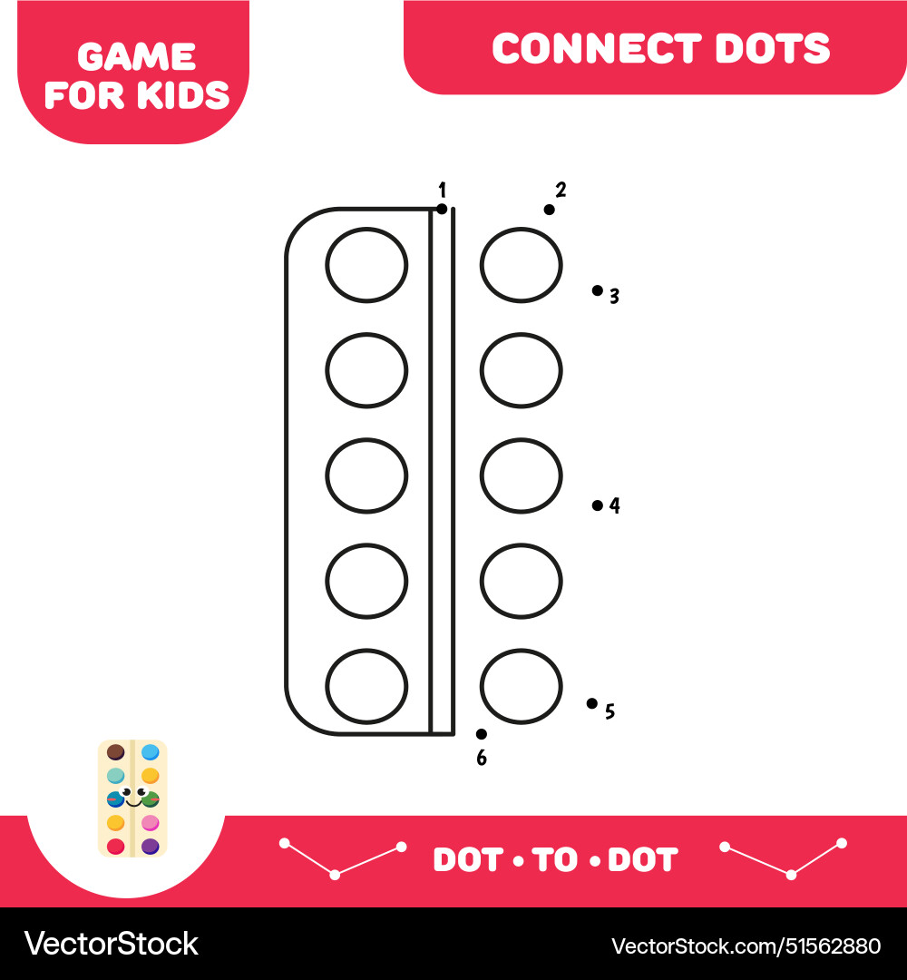 Dot to color palette educational game Royalty Free Vector
