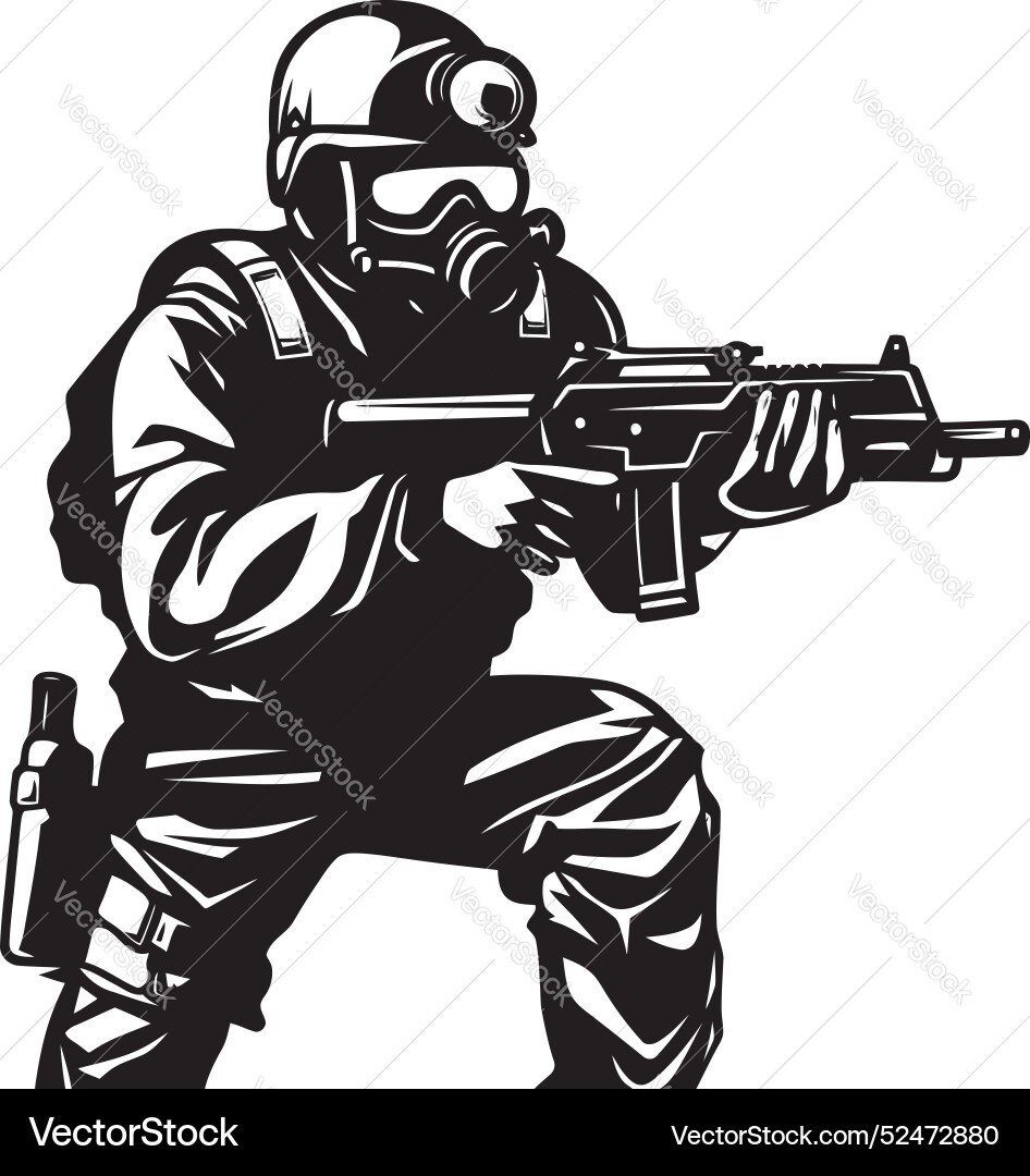 Guardian sentinel elegant soldier with gun emblem Vector Image