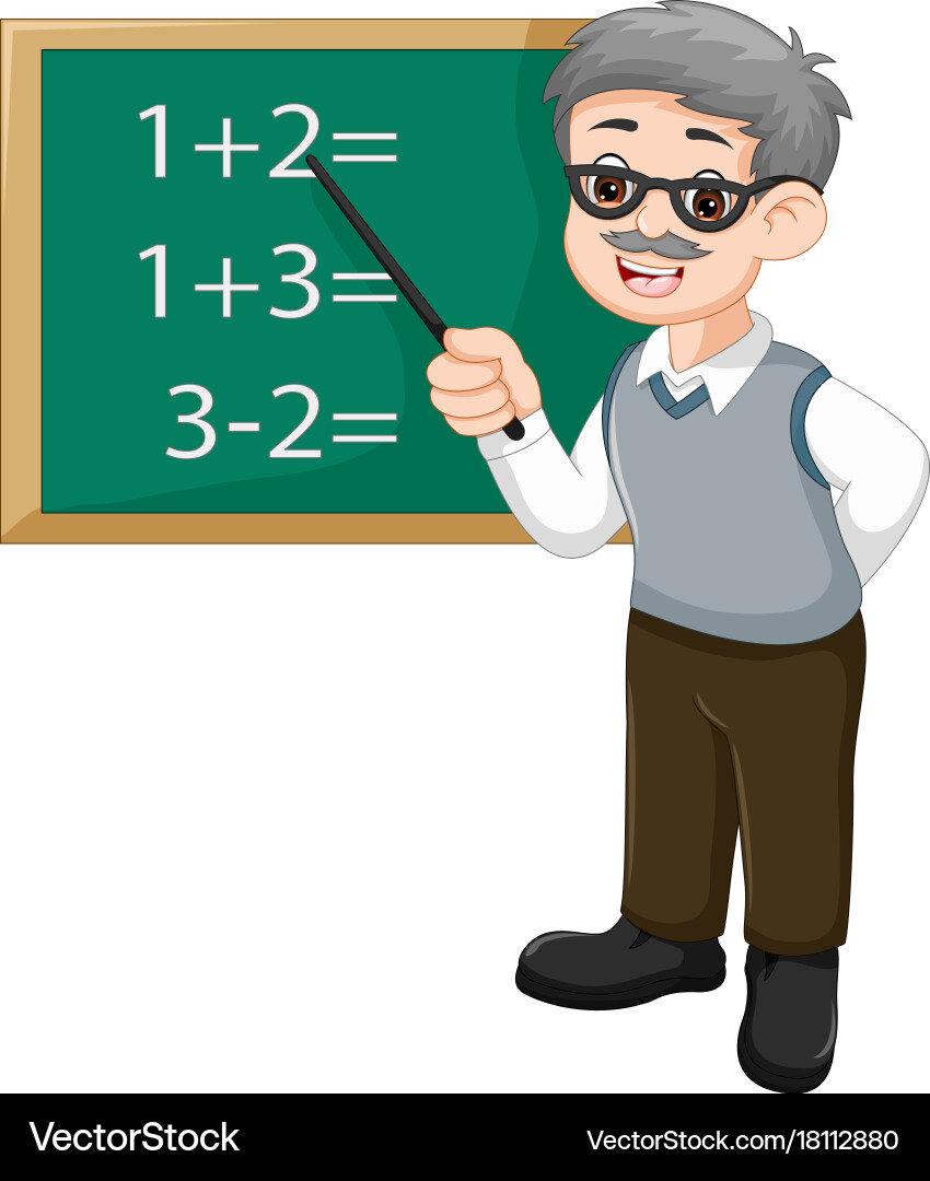 Handsome teacher cartoon teaching mathematics Vector Image