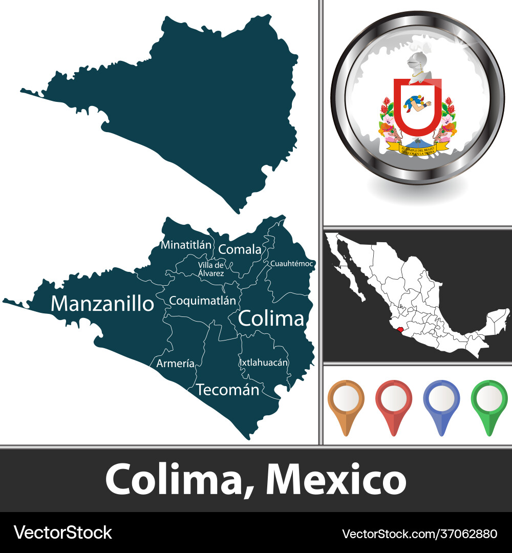 Map colima mexico Royalty Free Vector Image - VectorStock