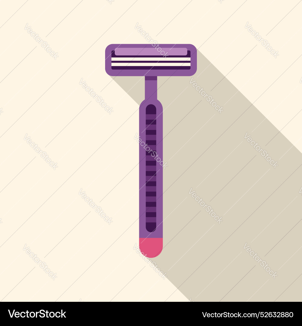 Purple safety razor casting long shadow on light Vector Image