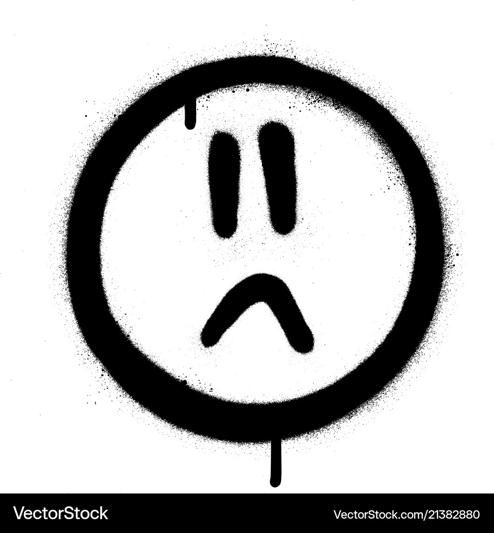Sad Graffiti Face Icon - Spray Paint Royalty Free Vector