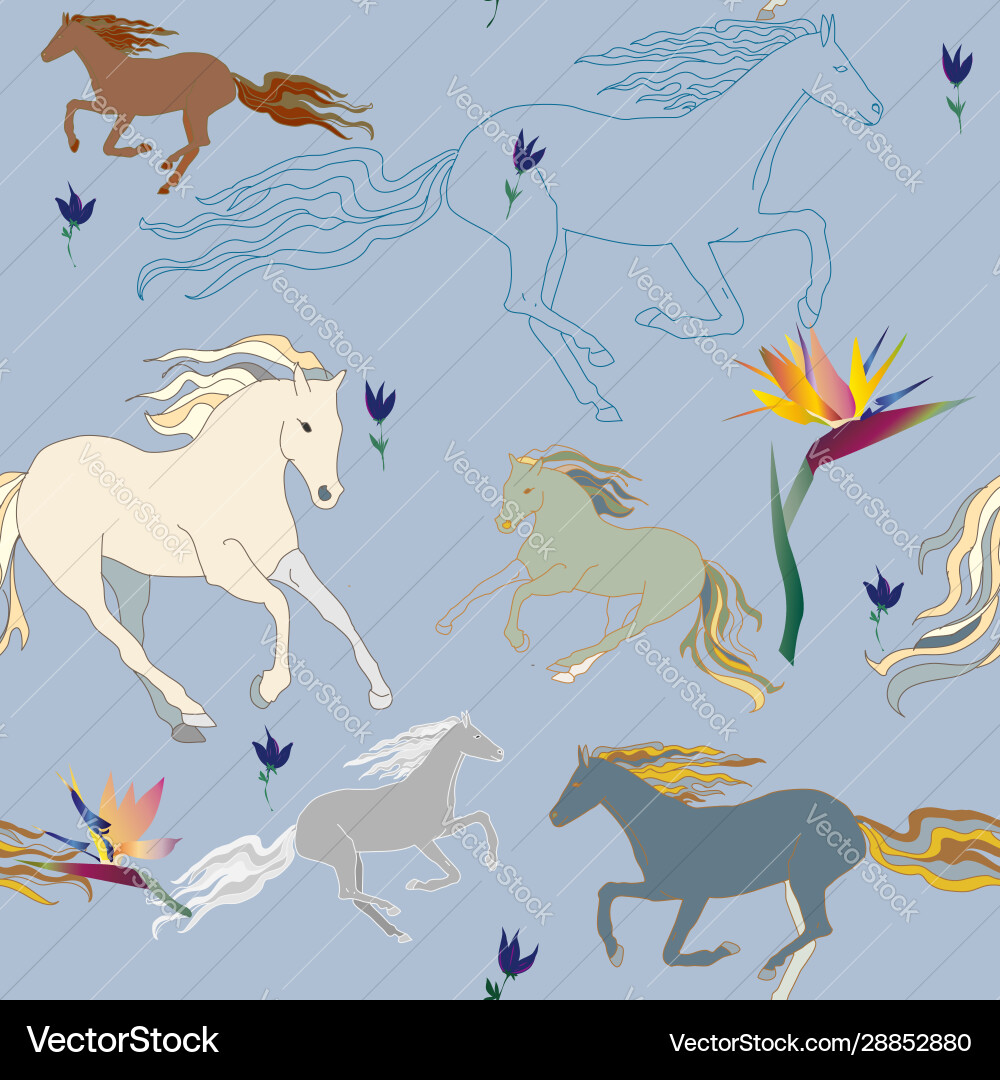 Seamless pattern with image horses Royalty Free Vector Image