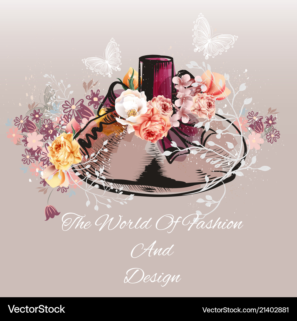 Background with perfume drawn in watercolor style Vector Image