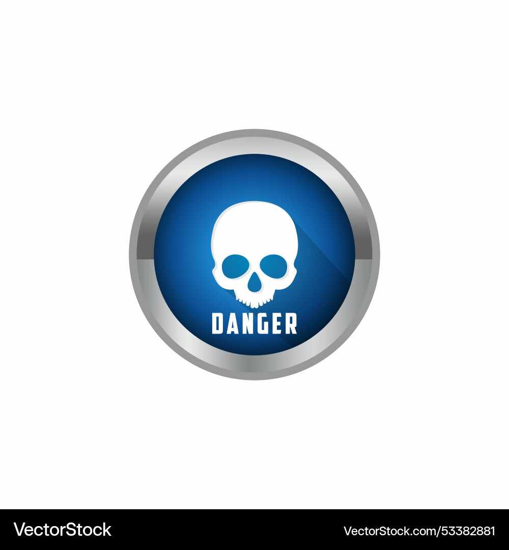 Blue danger sign icon button Royalty Free Vector Image