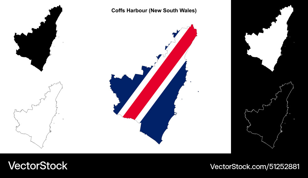 Coffs harbour outline map Royalty Free Vector Image