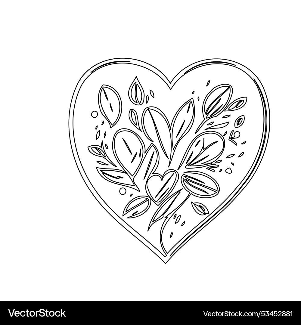 Heart shaped cake outline sketch Royalty Free Vector Image