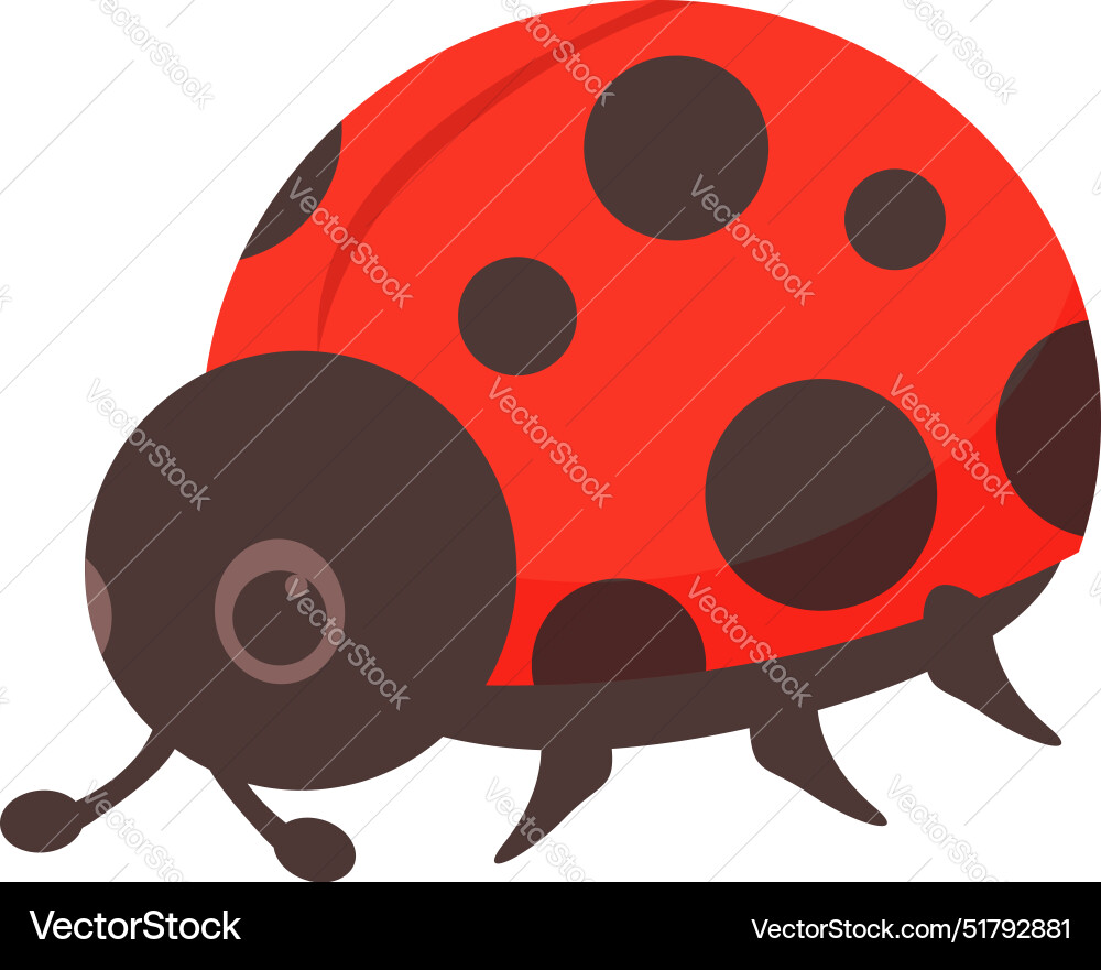 Little red ladybug crawling on six legs Royalty Free Vector