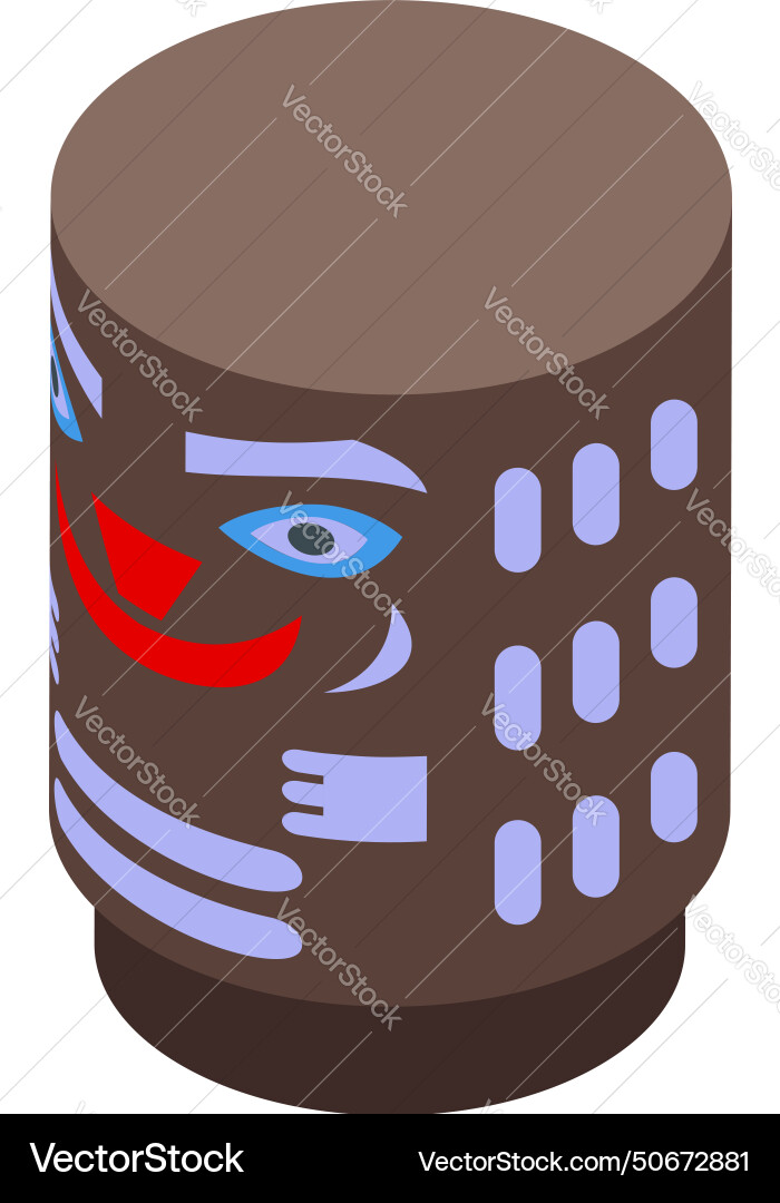 Native totem icon isometric monument maya Vector Image