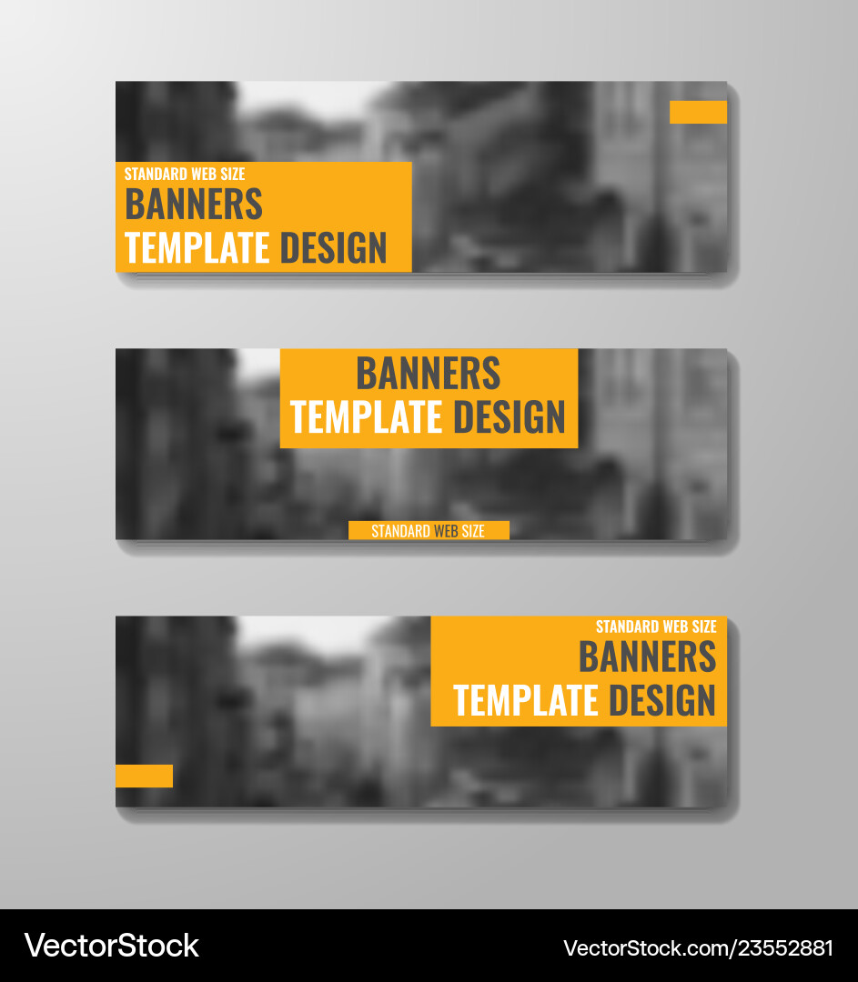 Set of horizontal banners with orange rectangular Vector Image