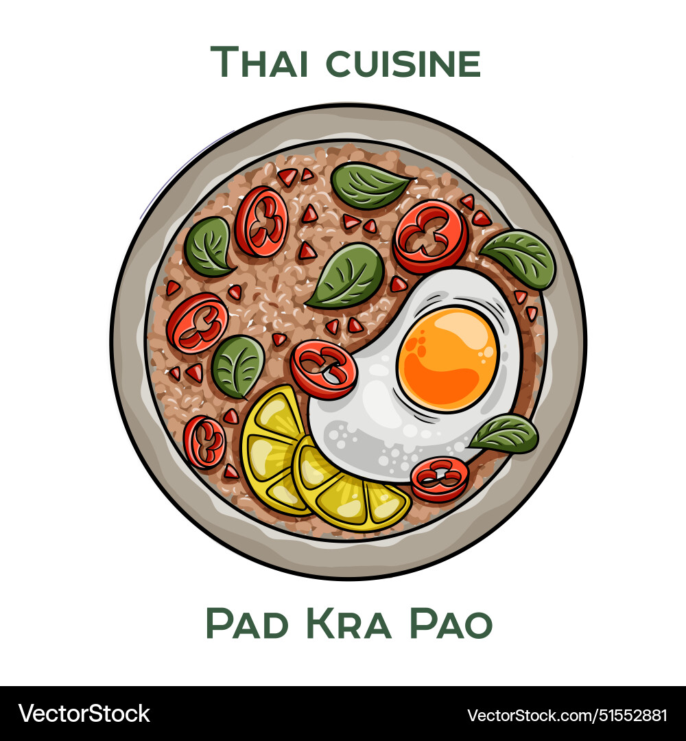 Traditional thai food on white Royalty Free Vector Image