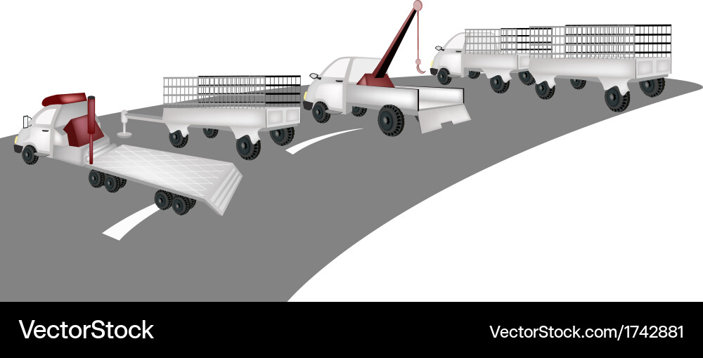 Trailer with utility and tow truck Royalty Free Vector Image