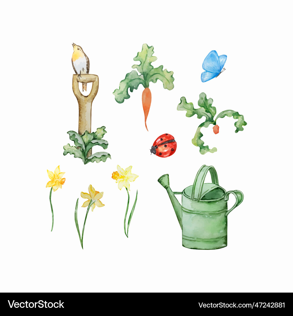 Watercolor cute rabbits in a blue jacket Vector Image