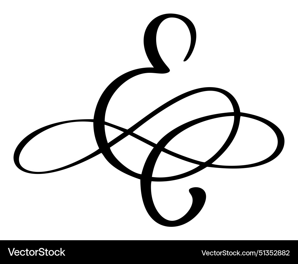 Calligraphy hand drawn letter e logo Royalty Free Vector