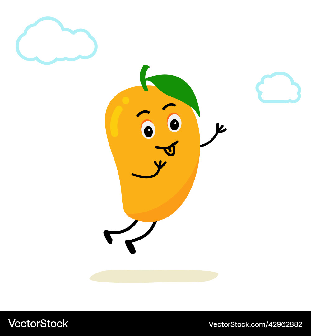 Character mango fruit cute and funny comic style Vector Image
