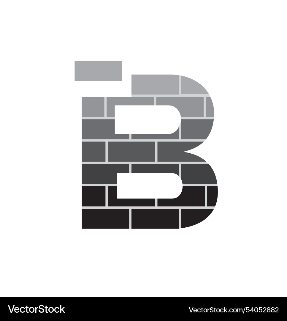 Creative letter b logo brick symbol icon Vector Image