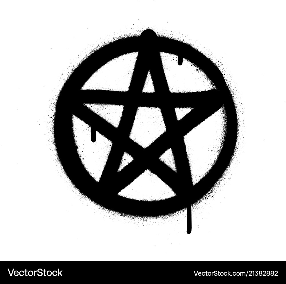 Graffiti sprayed satan pentagram in black Vector Image