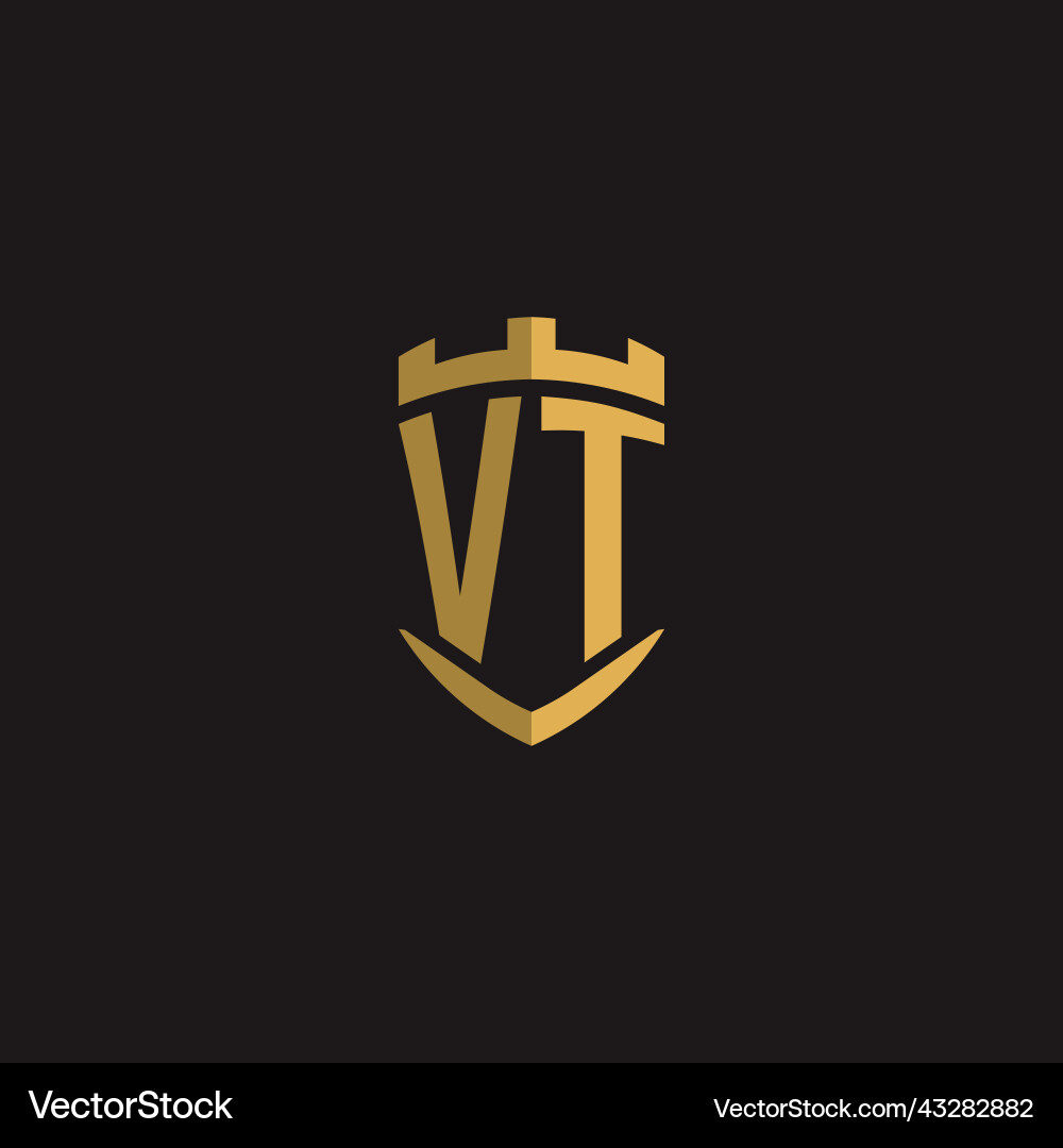 Initials vt logo monogram with shield style design