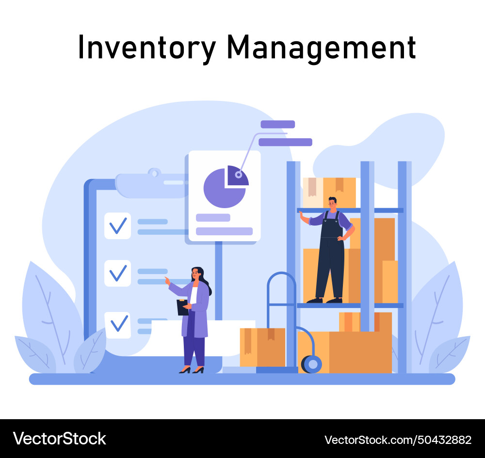 Inventory management concept flat Royalty Free Vector Image