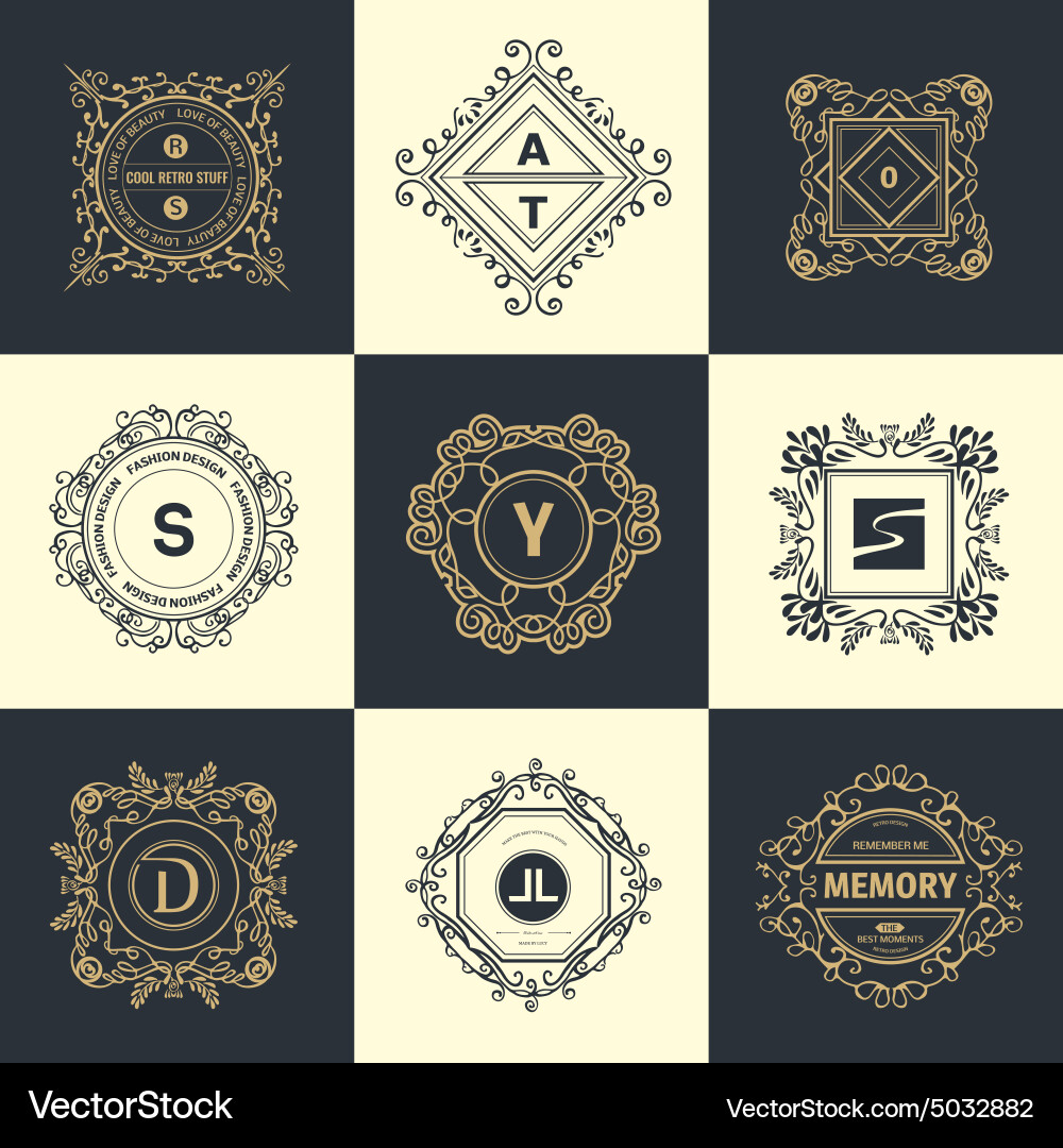 Monogram luxury logo Royalty Free Vector Image