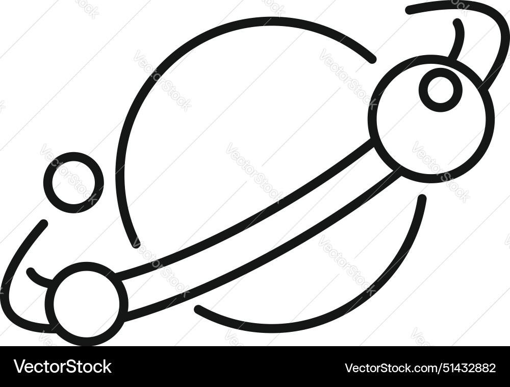 Simple line drawing of a planet and orbiting Vector Image